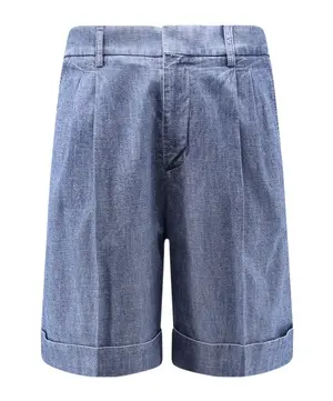 Valentino Garavani Turn-up Hem Denim Shorts With Embroidered Side Trim