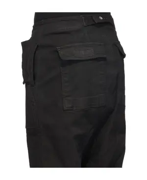Rick Owens Diagonal Zipper Coated Denim Shorts