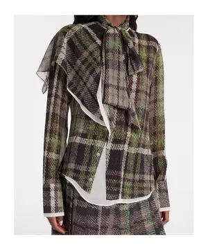 Acne Studios Checked Pussy-bow Blouse