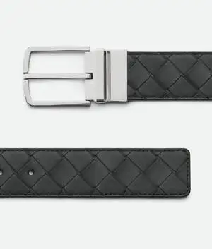 Bottega Veneta Intrecciato Reversible Buckle Belt - Black