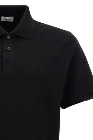 Saint Laurent Cassandre Short-sleeved Polo Shirt - Black