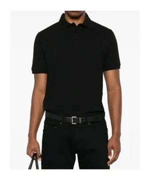 Saint Laurent Cassandre Short-sleeved Polo Shirt - Black