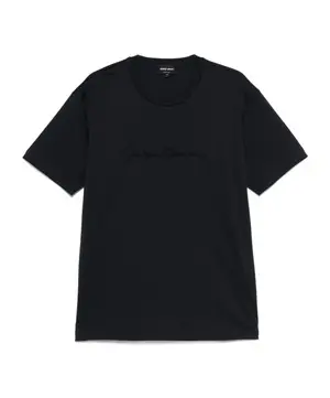 Giorgio Armani Logo Embroidered T-shirt - Blue