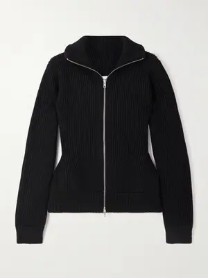 MAISON MARGIELA Ribbed Zip-up Cardigan - Black