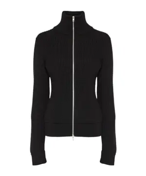 MAISON MARGIELA Ribbed Zip-up Cardigan - Black