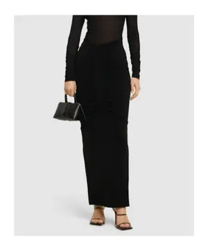 Alexander Wang Pleated Knit Maxi Skirt With Back Slit