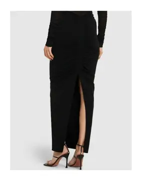 Alexander Wang Pleated Knit Maxi Skirt With Back Slit