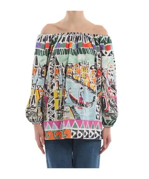 Prada Off-the-shoulder Printed Blouse