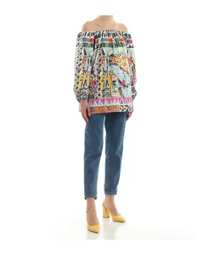 Prada Off-the-shoulder Printed Blouse