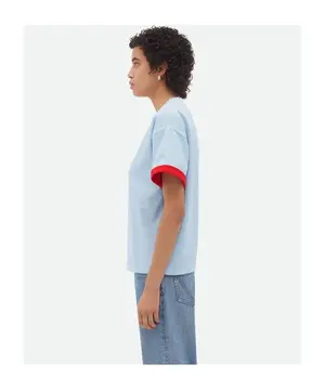 Bottega Veneta Crewneck T-shirt With Contrast Trim - Blue