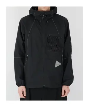 AND WANDER Ripstop Hooded Jacket - Black