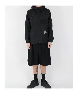 AND WANDER Ripstop Hooded Jacket - Black