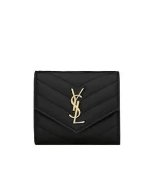 Saint Laurent Cassandre Matelassé Multi-folded Wallet - Black