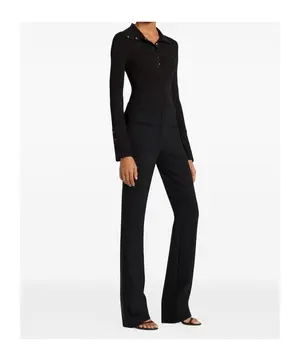 COURREGES Ribbed Polo Top With Button-up Placket