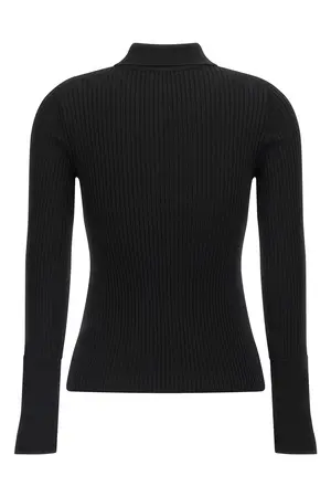COURREGES Ribbed Polo Top With Button-up Placket