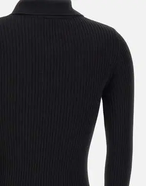 COURREGES Ribbed Polo Top With Button-up Placket