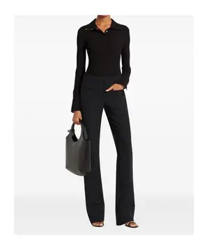 COURREGES Ribbed Polo Top With Button-up Placket
