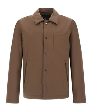 Herno Crinkled Shacket With Padded Lining - Brown