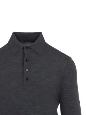 TOM FORD Long-sleeved Polo Shirt - Black