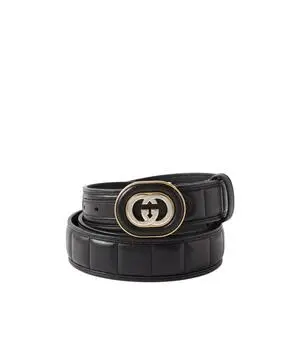 Gucci Quilted Leather Interlocking G Belt - Black