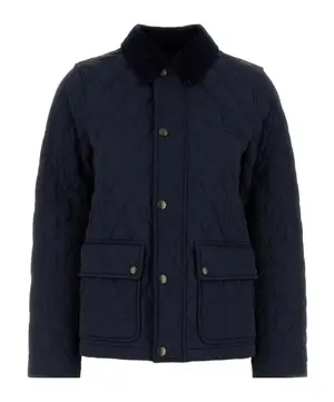 Burberry Quilted Jacket With Plaid Lining And Shield Emblem