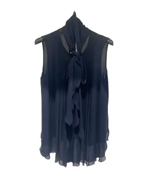 Max Mara Sleeveless Pleated Shirt With Bow Detail