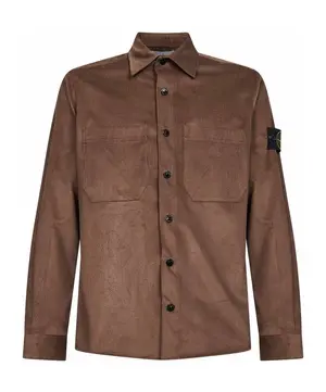 Stone Island Logo Patch Long Sleeved Shirt - Brown