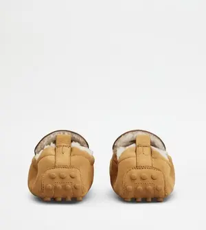 TOD'S Shearling Lined Suede Driving Slippers
