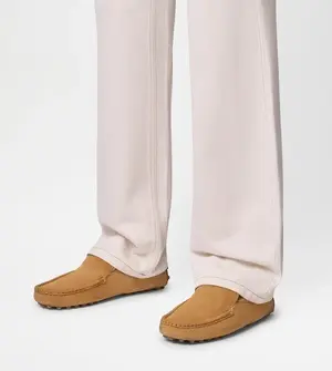 TOD'S Shearling Lined Suede Driving Slippers