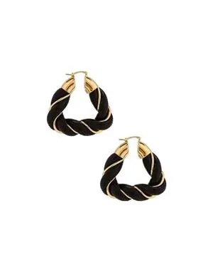 Bottega Veneta Woven Hoop Earrings - Black