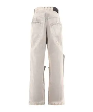 Attico High-waist Distressed Wide Leg Jeans
