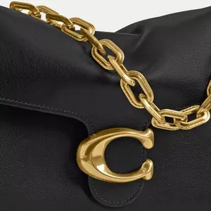 COACH Logo Detailed Fold-over Shoulder Bag - Black