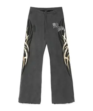 Balenciaga Rhinestone-logo Sweatpants - Grey