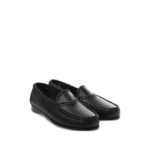 Hereu Round Toe Slip-on Loafers - Black
