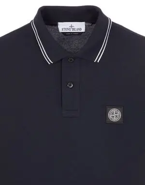 Stone Island Logo Patch Short-sleeved Polo Shirt - Blue