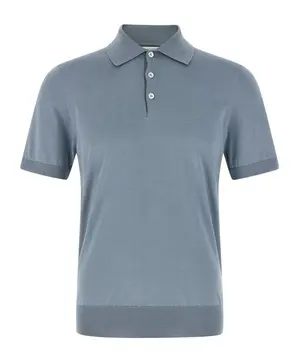 Brunello Cucinelli Short-sleeved Polo Shirt - Light Blue