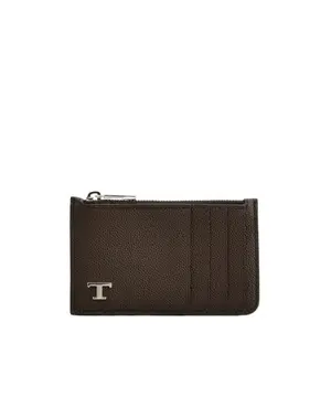 TOD'S Leather Card Holder - Brown