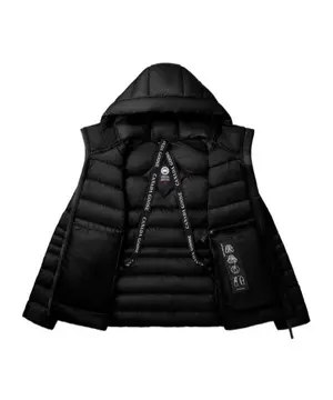 Canada Goose Logo Patch Hooded Padded Down Jacket - Black