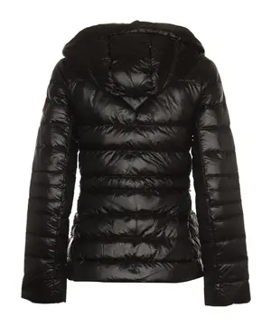Canada Goose Logo Patch Hooded Padded Down Jacket - Black