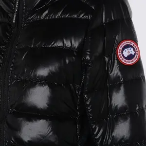 Canada Goose Logo Patch Hooded Padded Down Jacket - Black