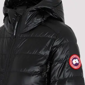 Canada Goose Logo Patch Hooded Padded Down Jacket - Black