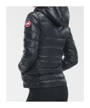 Canada Goose Logo Patch Hooded Padded Down Jacket - Black