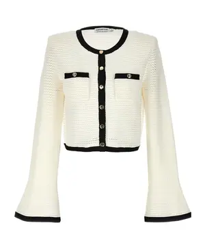SELF-PORTRAIT Crochet Button-up Cardigan With Flared Sleeves