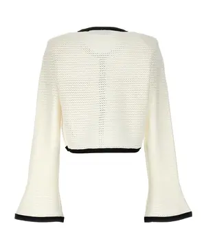 SELF-PORTRAIT Crochet Button-up Cardigan With Flared Sleeves