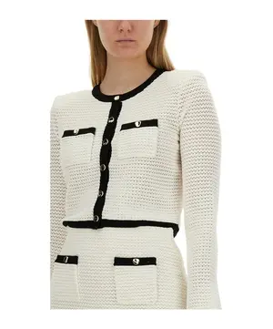 SELF-PORTRAIT Crochet Button-up Cardigan With Flared Sleeves