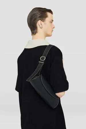 JIL SANDER Small Cannolo Shoulder Bag - Black