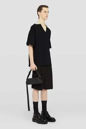 JIL SANDER Small Cannolo Shoulder Bag - Black