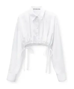 ALEXANDER WANG Alexander Wang Cropped Crystal Embellished Drawstring Shirt