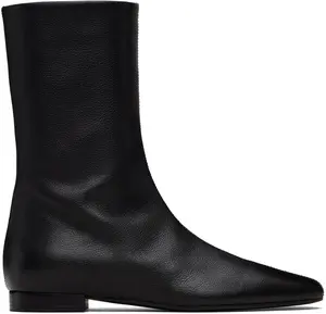 TOTEME Pointed Toe Ankle Boots With Side Zip - Black