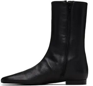 TOTEME Pointed Toe Ankle Boots With Side Zip - Black